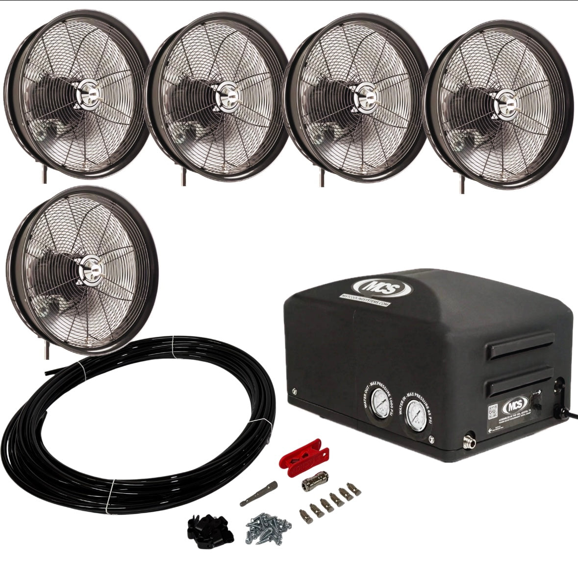 MCS Products 1.0 GPM Fully Enclosed Misting Pump With 5 Misting Fan Ki